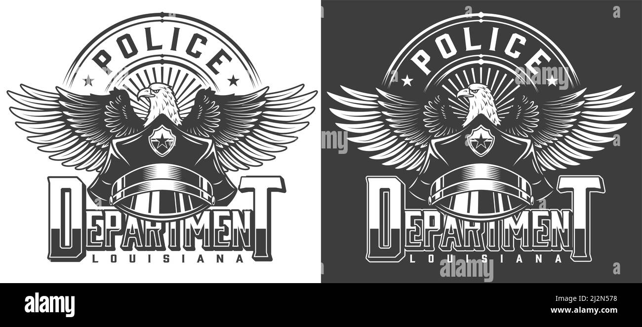 Vintage monochrome police label with inscriptions policeman hat and ...