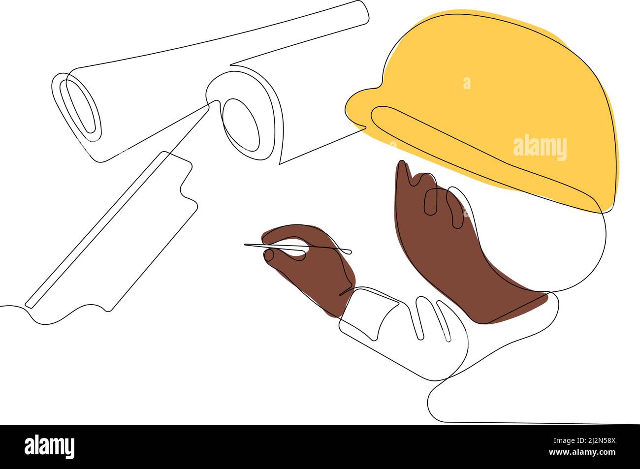 Male engineer architect wearing helmet Stock Vector Images - Alamy