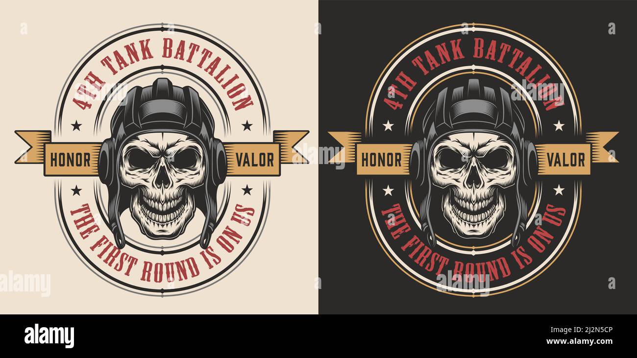 Skull in tank military helmet t-shirt print concept. Vector ...