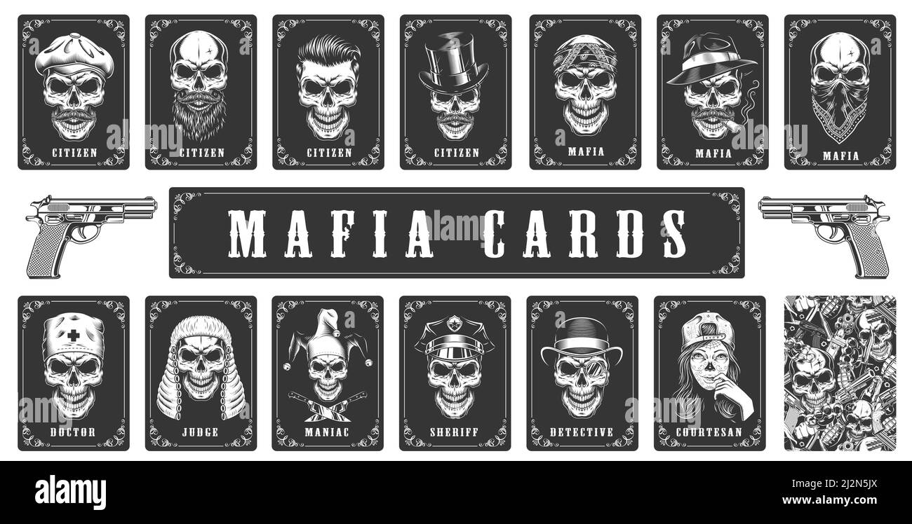 Cards for the mafia game. Vector illustration Stock Vector Image & Art ...