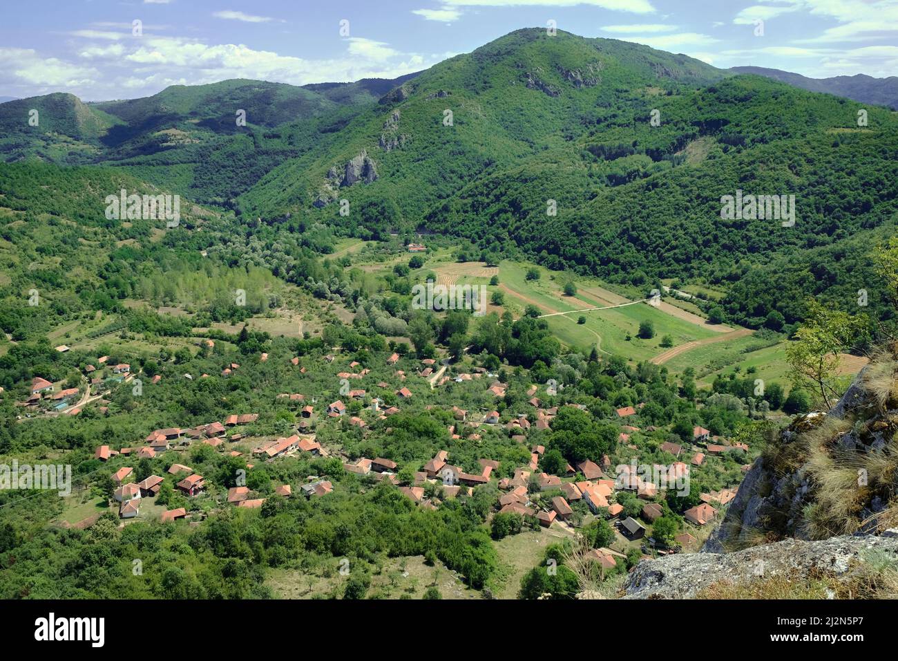 Vlasi small village in the valley of Jerma River, Serbia Stock Photo ...