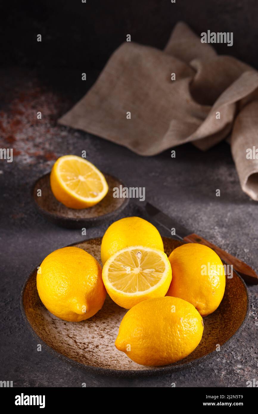 ripe organic lemons still life Stock Photo - Alamy