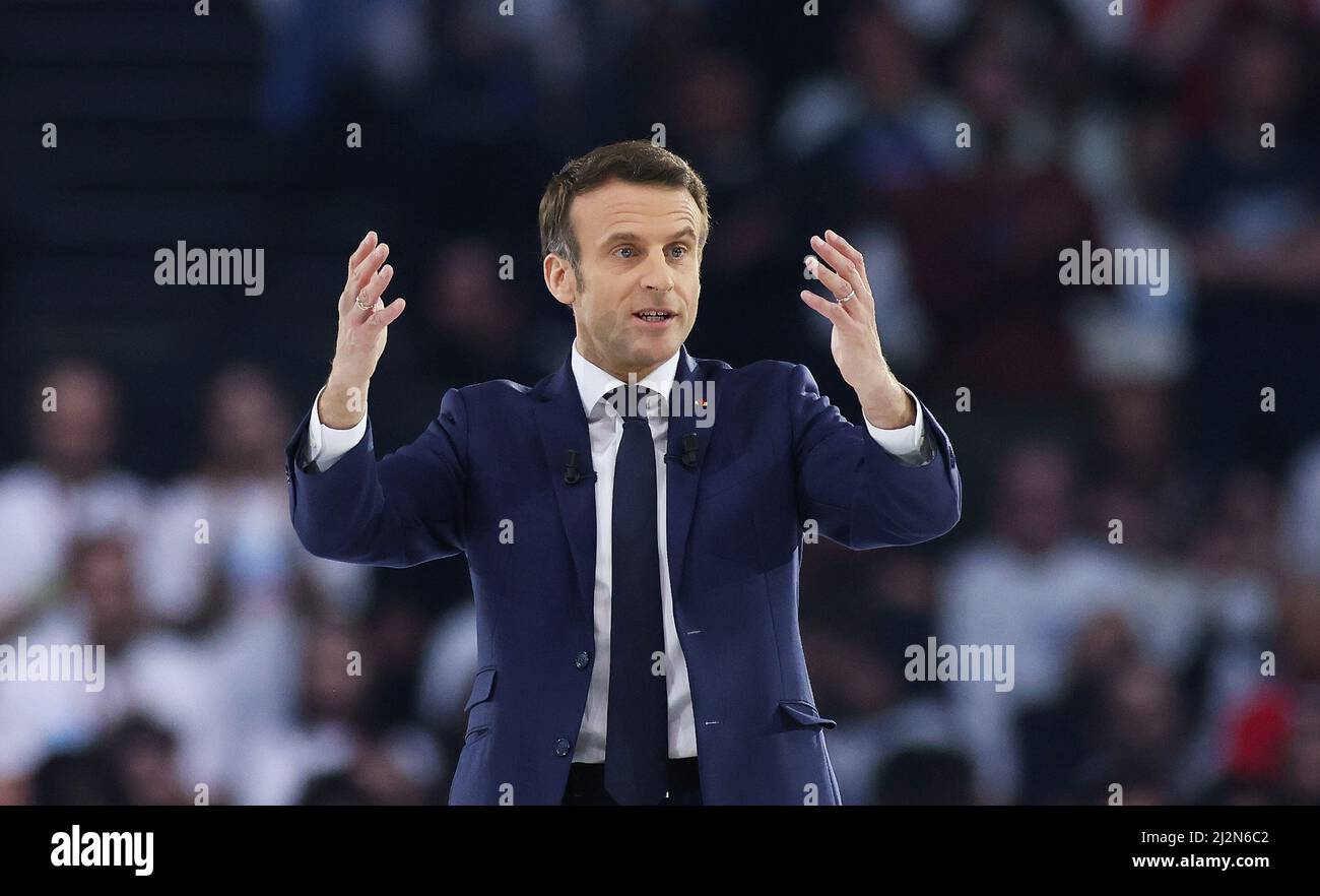 Paris, France. 2nd Apr, 2022. French President Emmanuel Macron ...