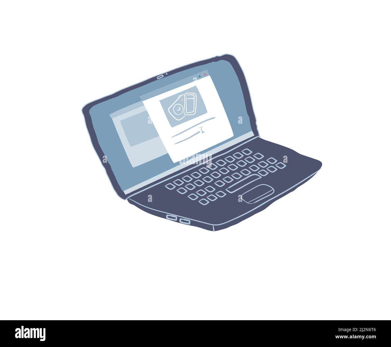 Flat cartoon working laptop,electronic office equipment and modern ...