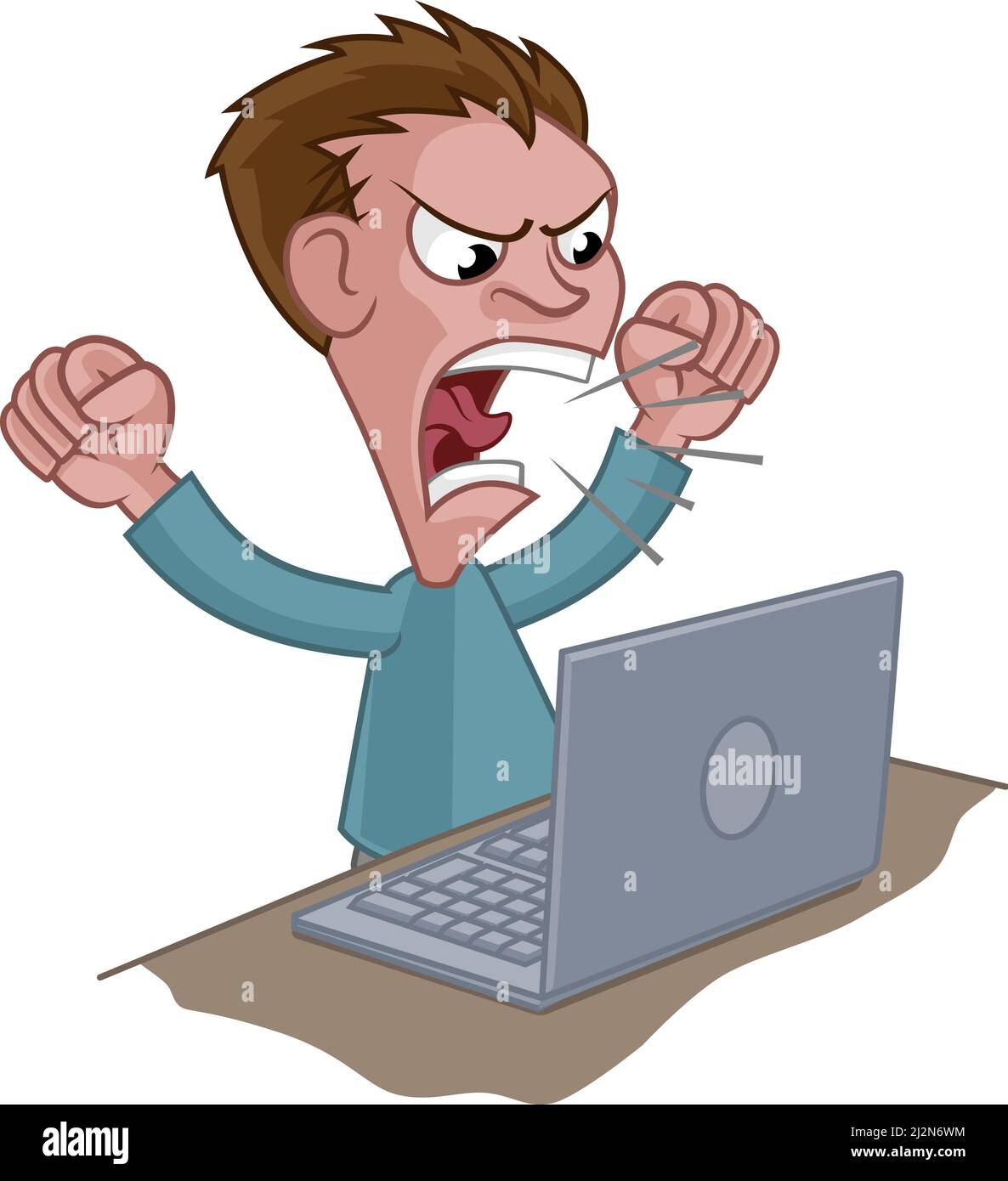 Angry Stressed Man Shouting at Laptop Cartoon Stock Vector Image & Art ...