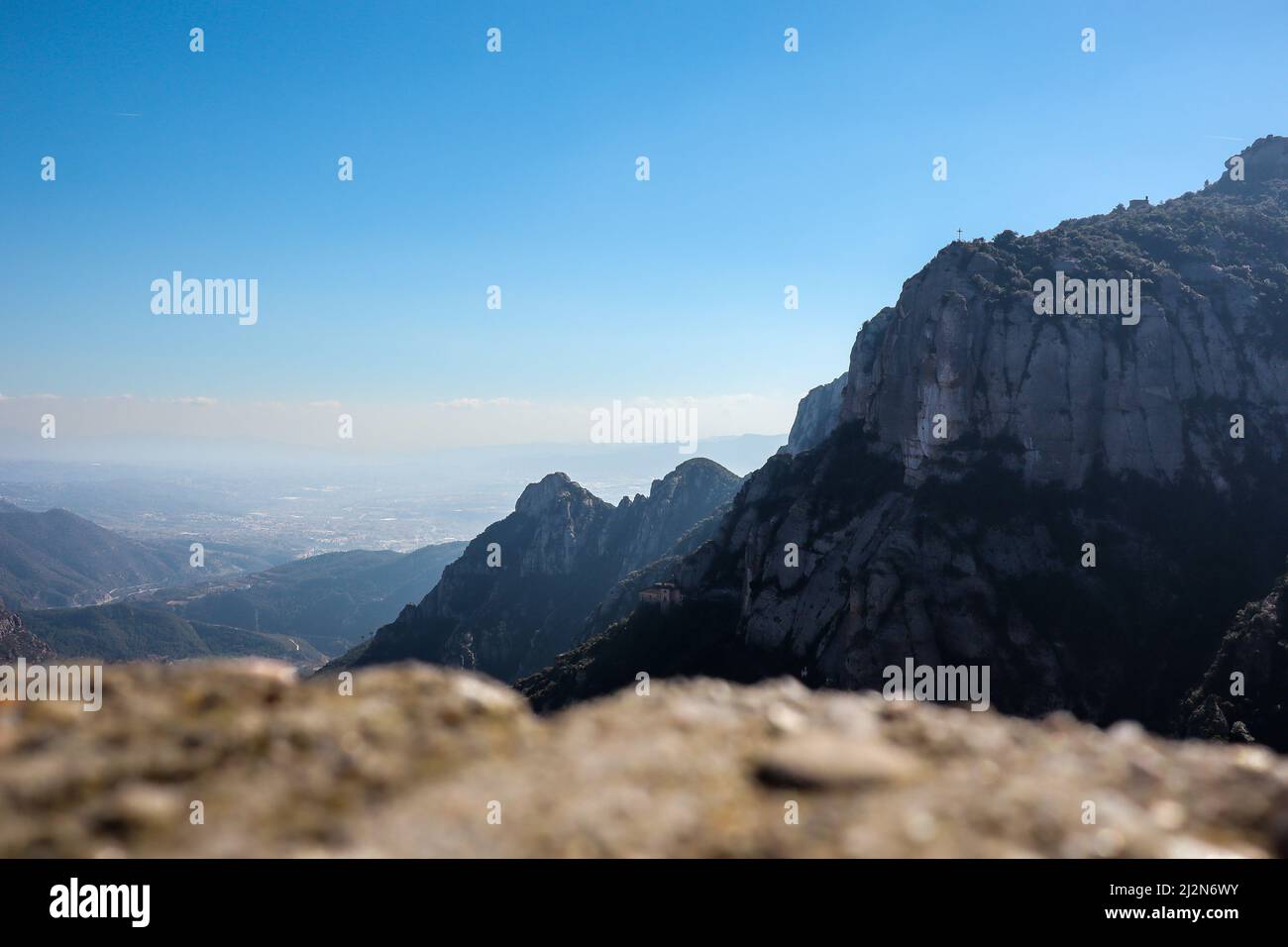 Scenic View of Mountains in Montserrat in Catalonia. Beautiful Scenery of Catalan Nature with ...