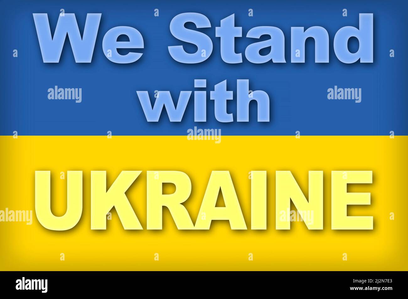 Stand with Ukraine: message We stand with Ukraine on Ukrainian flag ...