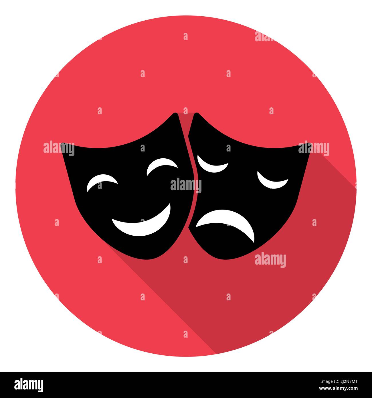 Set of Theater face mask icon shadow, emotion actor comedy and drama ...