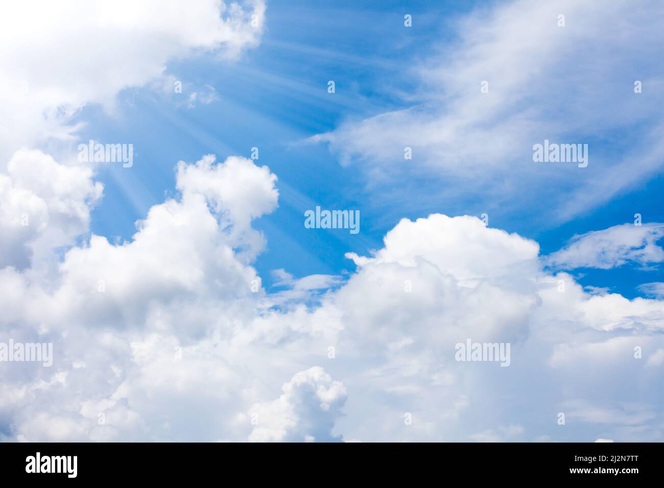Beautiful blue sky with clouds and sunlight, sky daylight. Natural sky ...