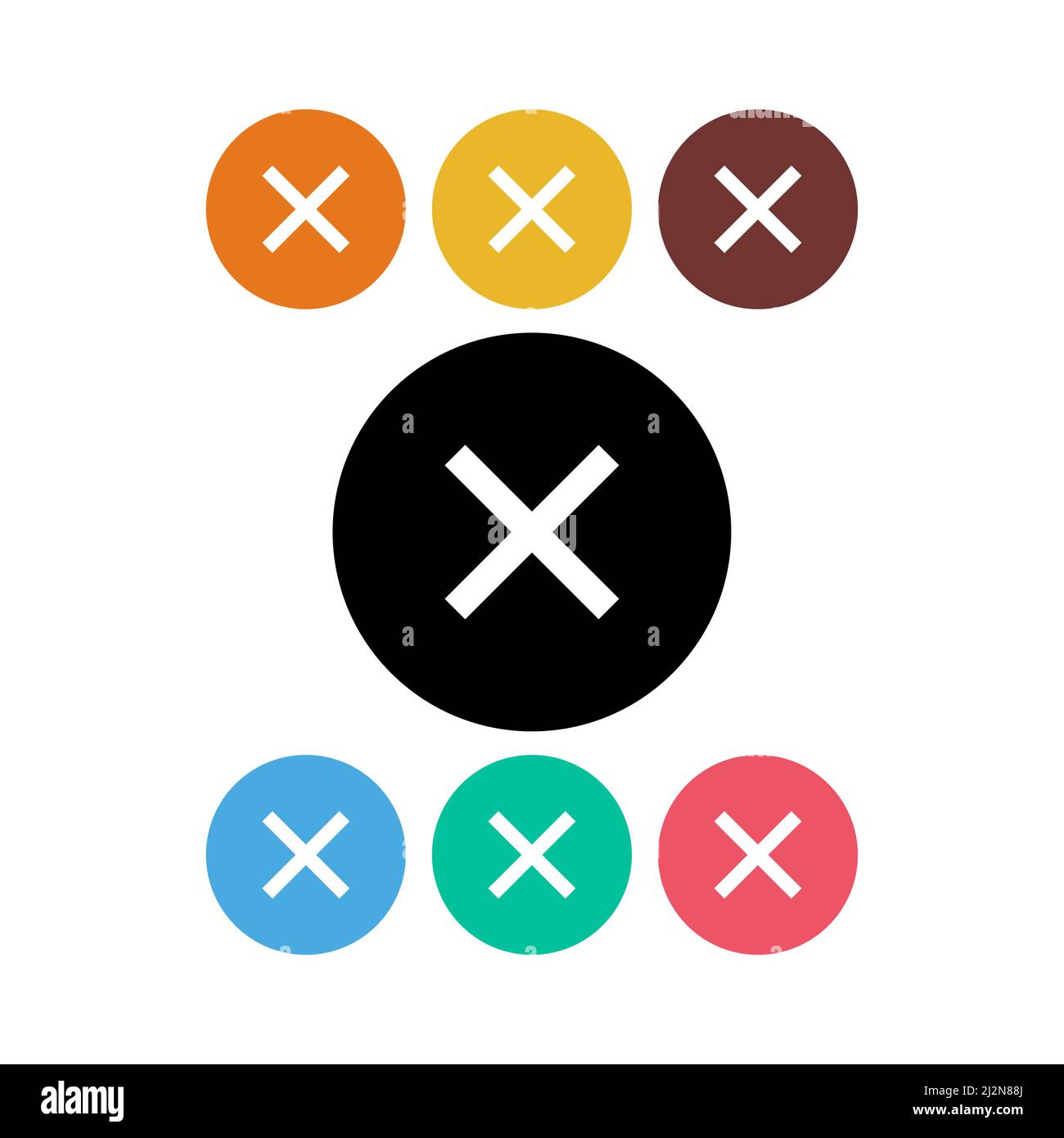 Set of Cross mark icon, X sign, simple error design vector illustration ...