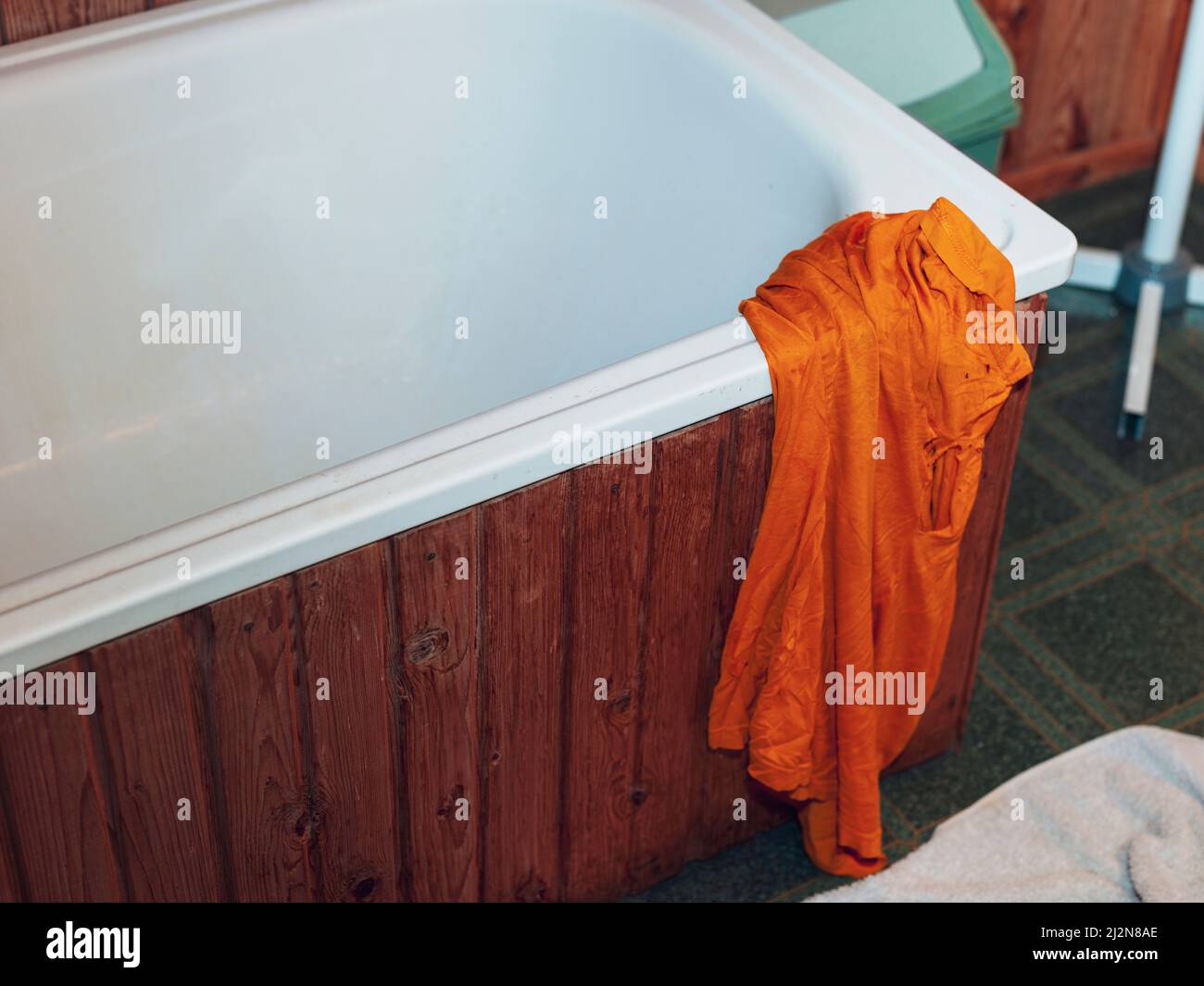 cleaning a bath with rag, indoor shot, concept of cleanliness Stock ...