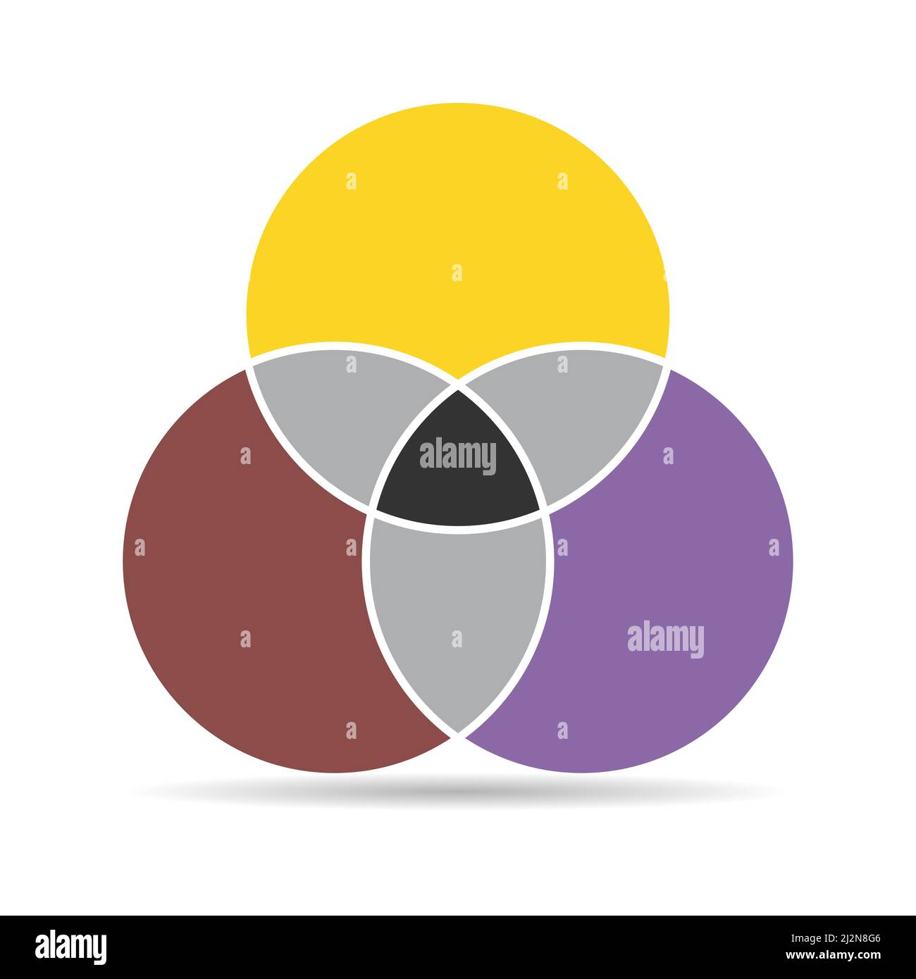 Venn diagram maths vector with shadow, Negative space, color modern ...