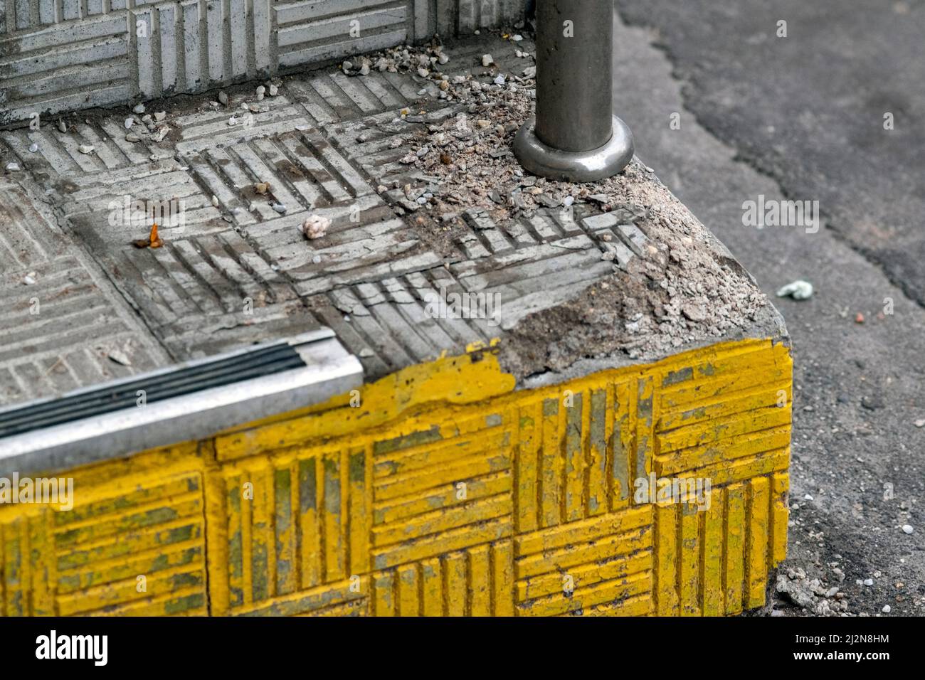 closeup of a damaged step and aluminium railing, outdoor shot Stock ...