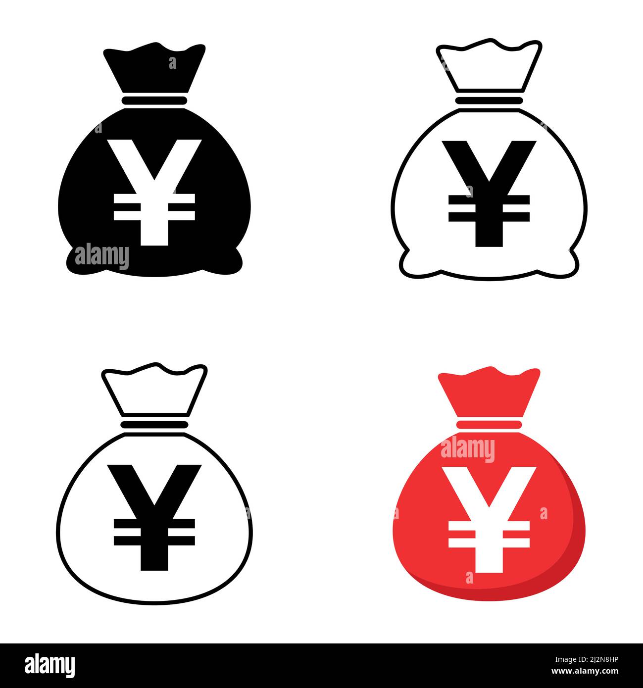 Set of Money bag icon isolated on white background. Bank symbol, profit ...
