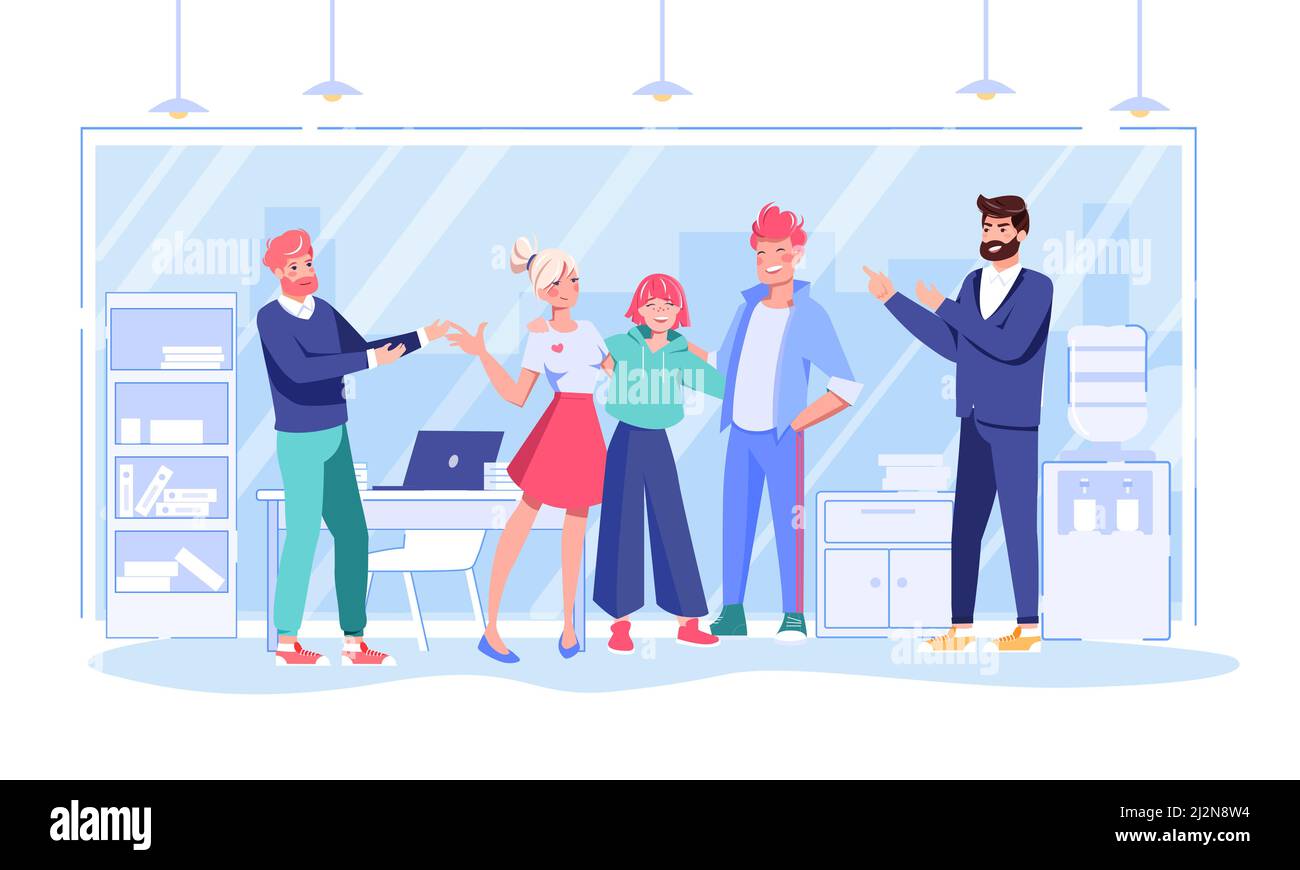 Business people character talking in office flat vector Stock Vector ...