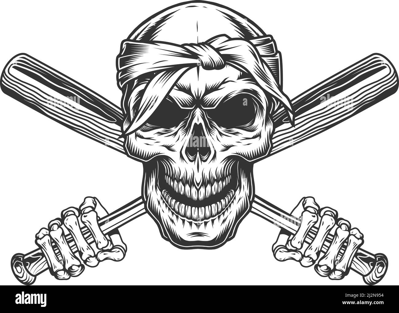 3 Gangster Skull With Bandana