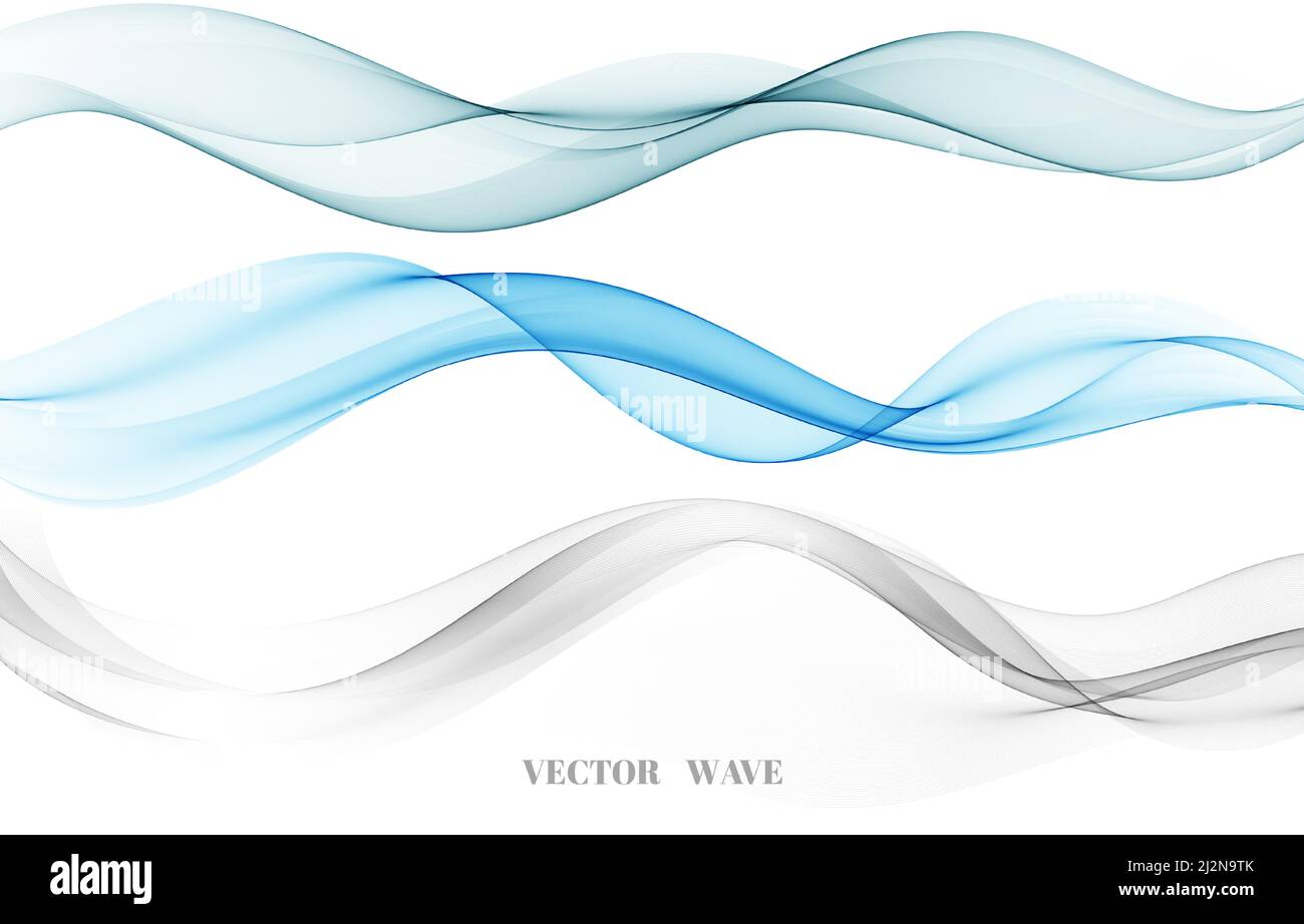 Set of blue and gray transparent waves. Design element. Transparent ...