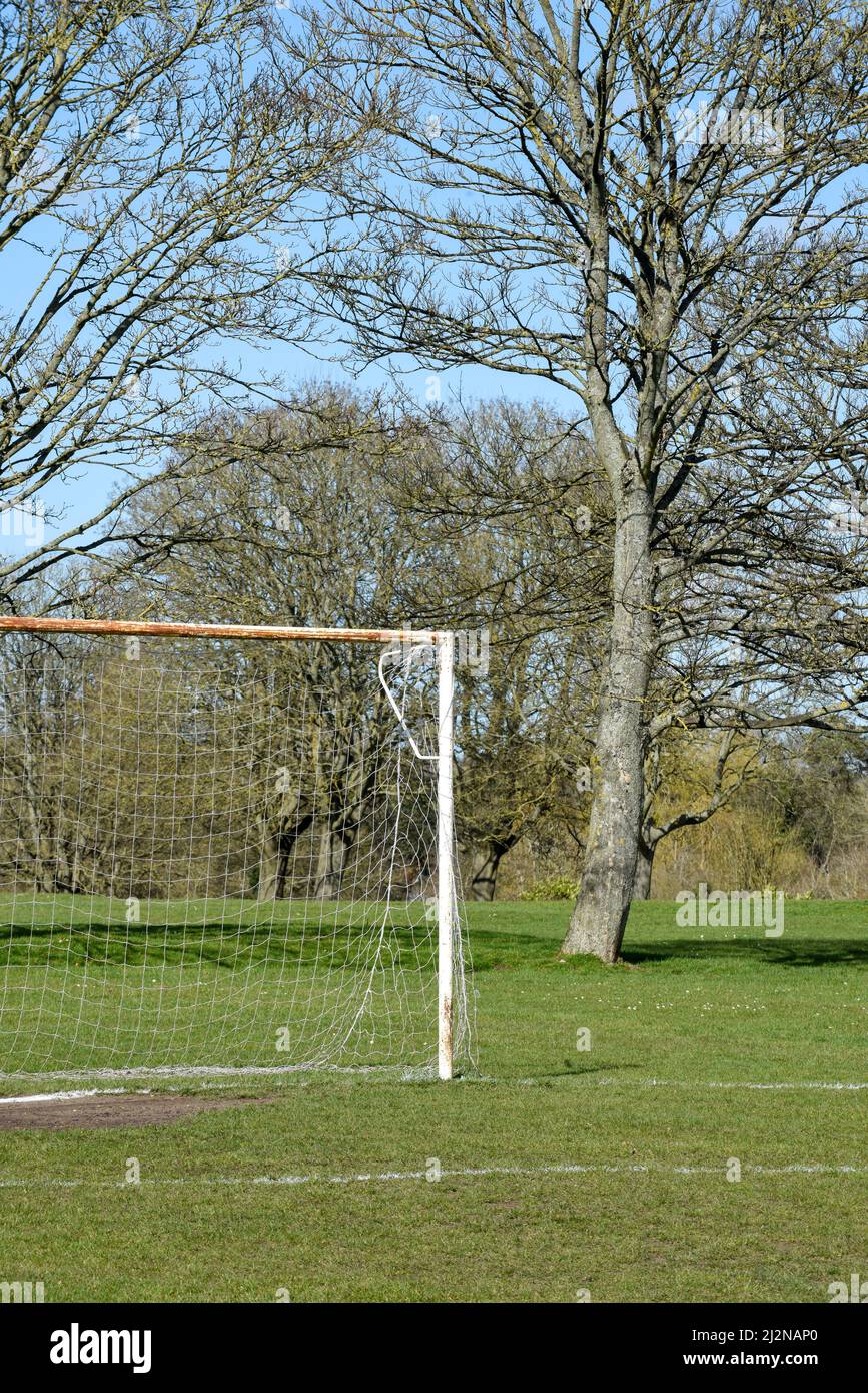 Football or soccer goals in a public park for team sports Stock Photo ...