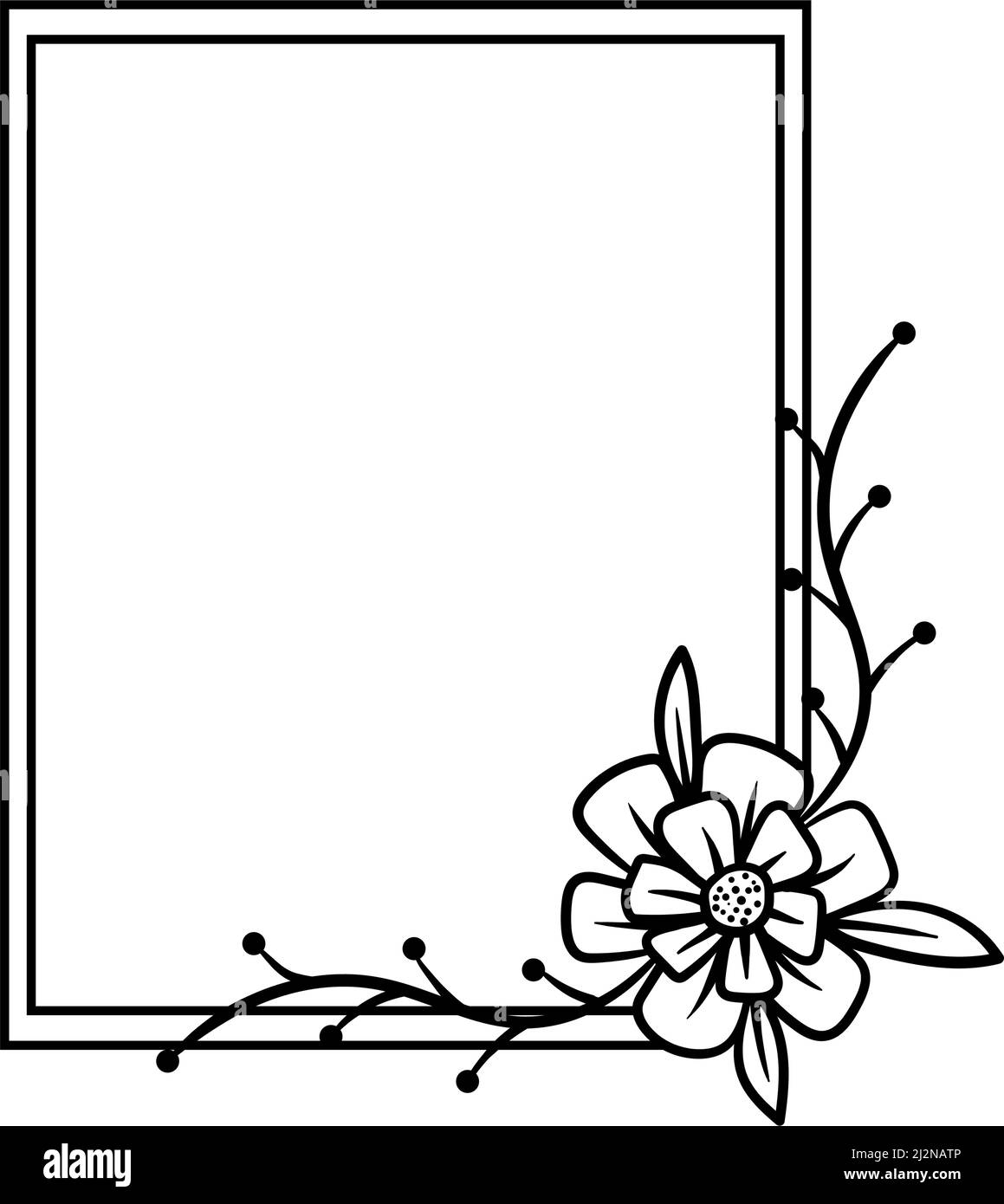 Floral frame line art illustration template vector design Stock Vector ...