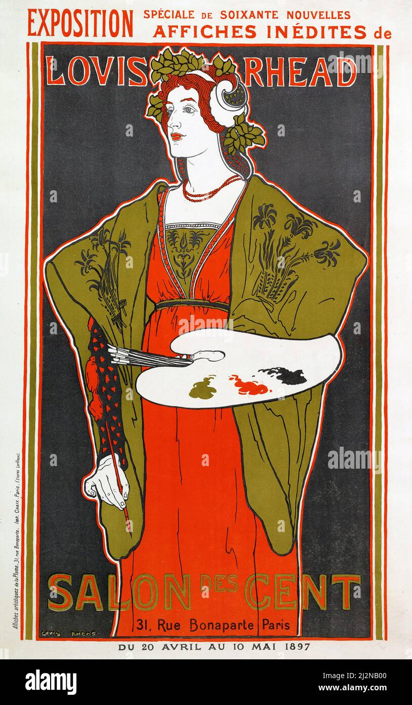 Louis Rhead artwork - Art Nouveau poster - Salon des cent (1897 Stock ...