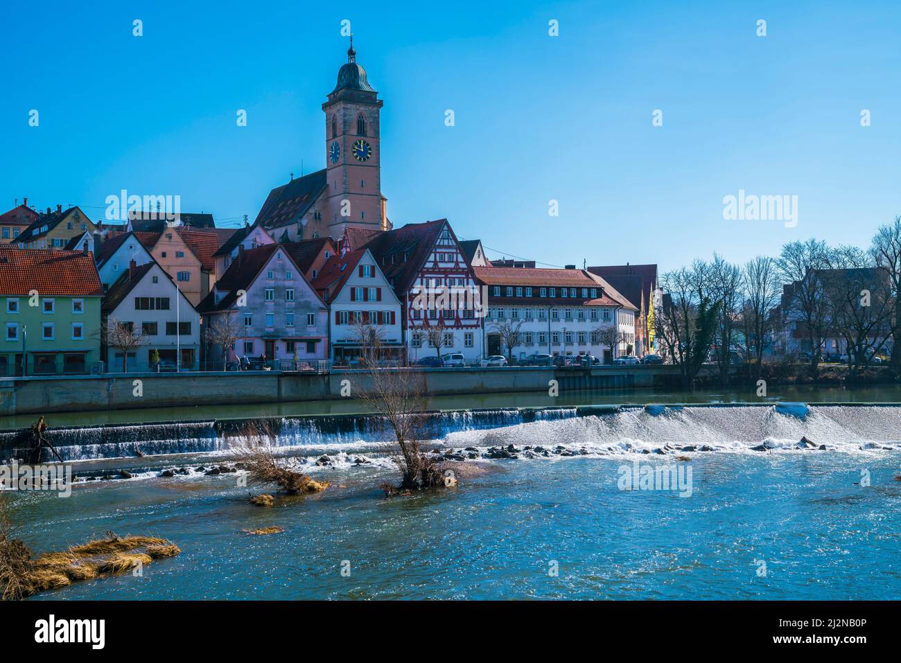 Germany, Historic district houses of nuertingen city skyline behind ...