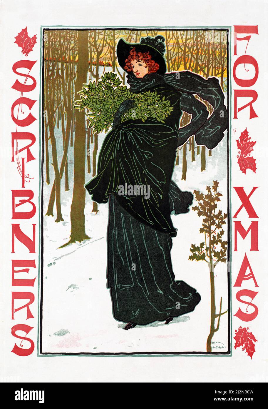Louis Rhead artwork - Art Nouveau poster - Scribners for Xmas (1895 ...