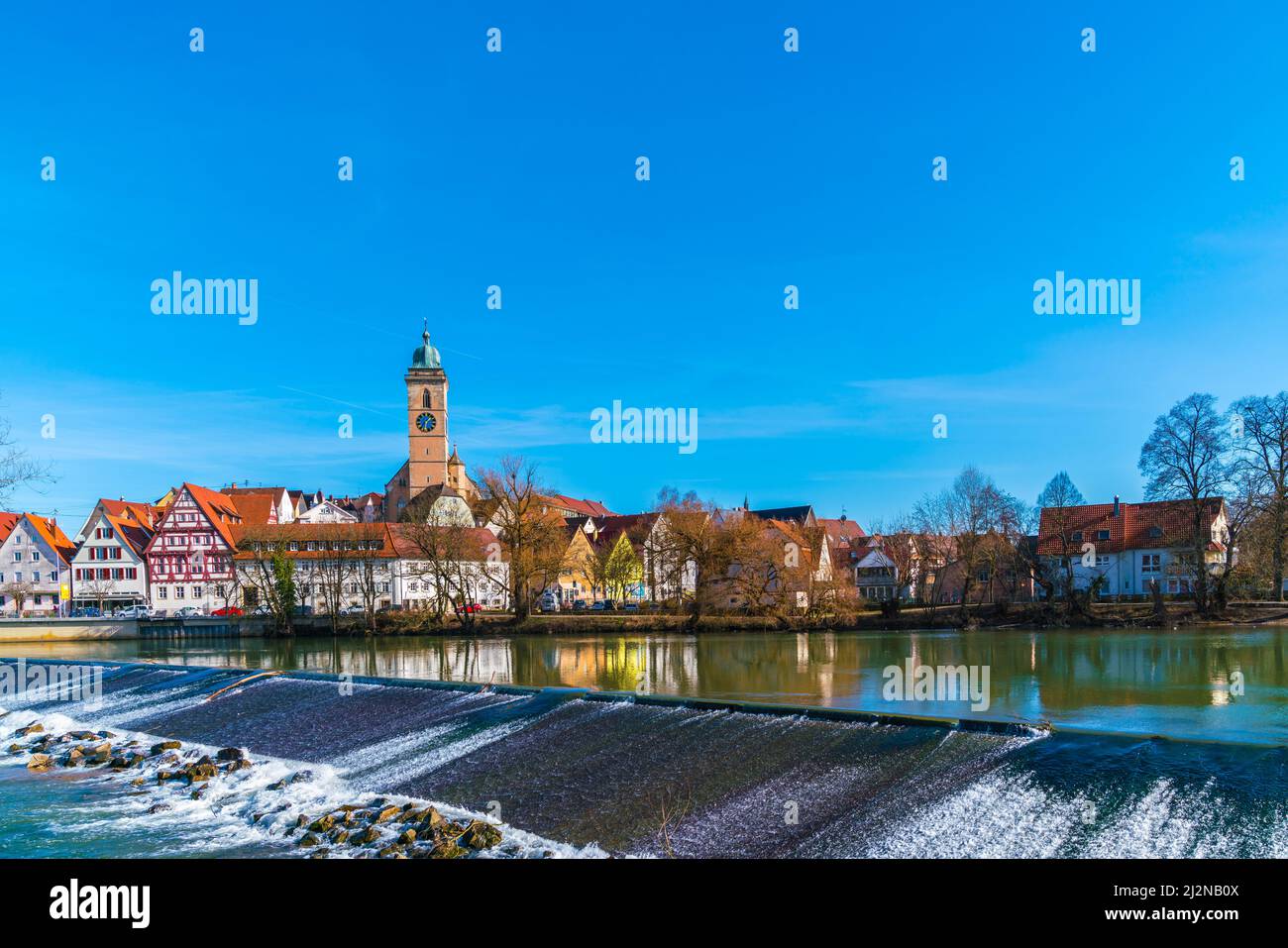 Germany, Old town houses of nuertingen city skyline behind beautiful ...