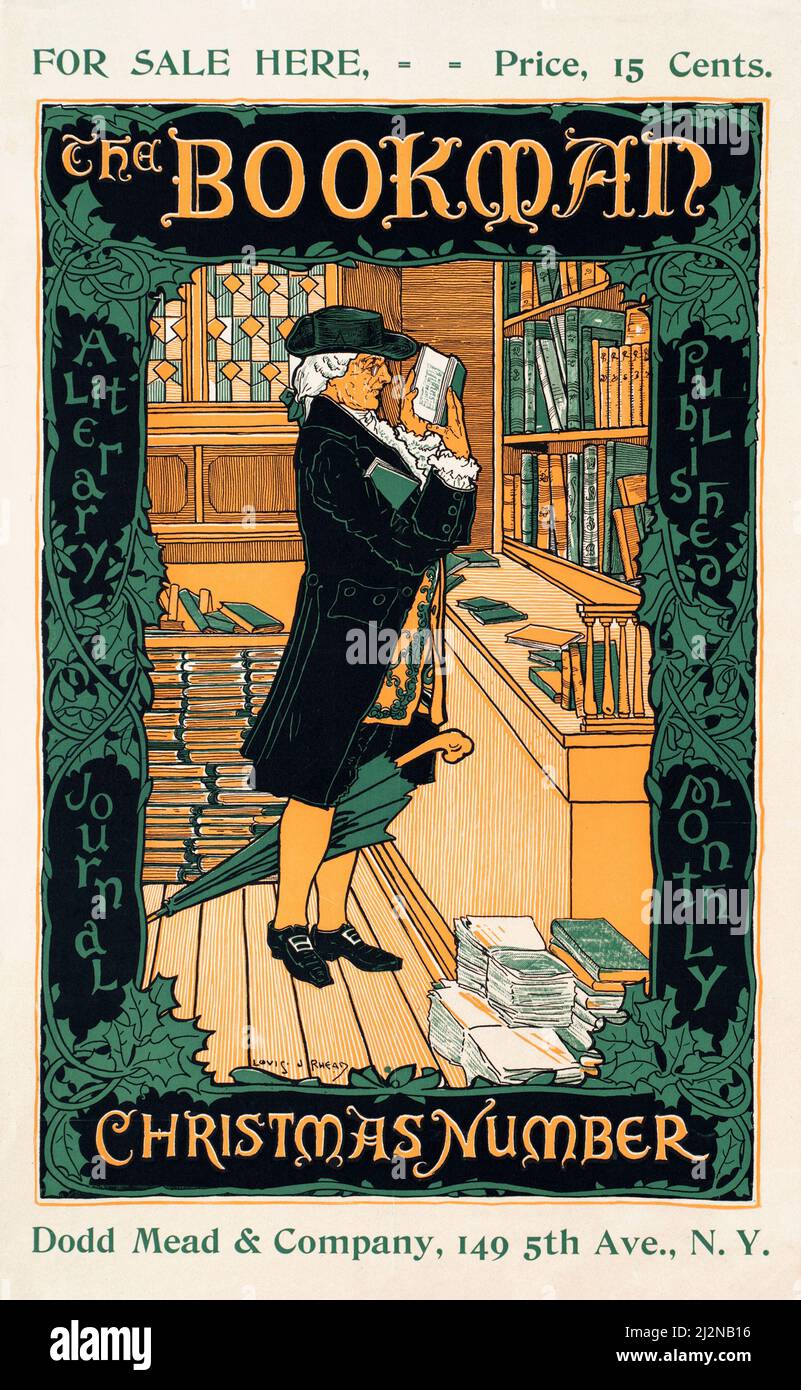Louis Rhead artwork - Art Nouveau poster - The bookman Christmas number ...