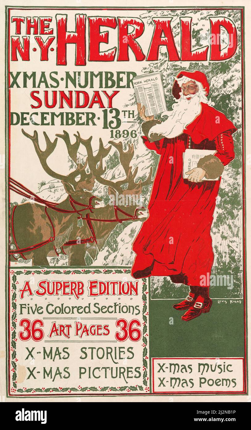 Louis Rhead artwork - Art Nouveau poster - The New York Herald; XMAS ...