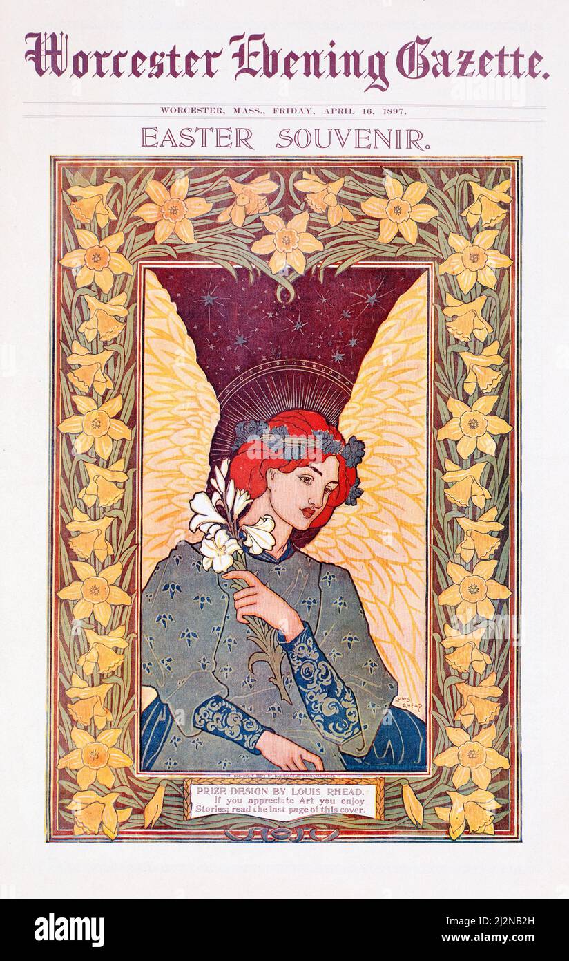 Louis Rhead artwork - Art Nouveau poster - Worcester evening gazette ...