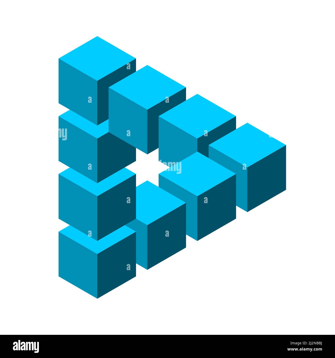 Impossible triangle made of cubes. Reutersvard optical illusion. Visual ...