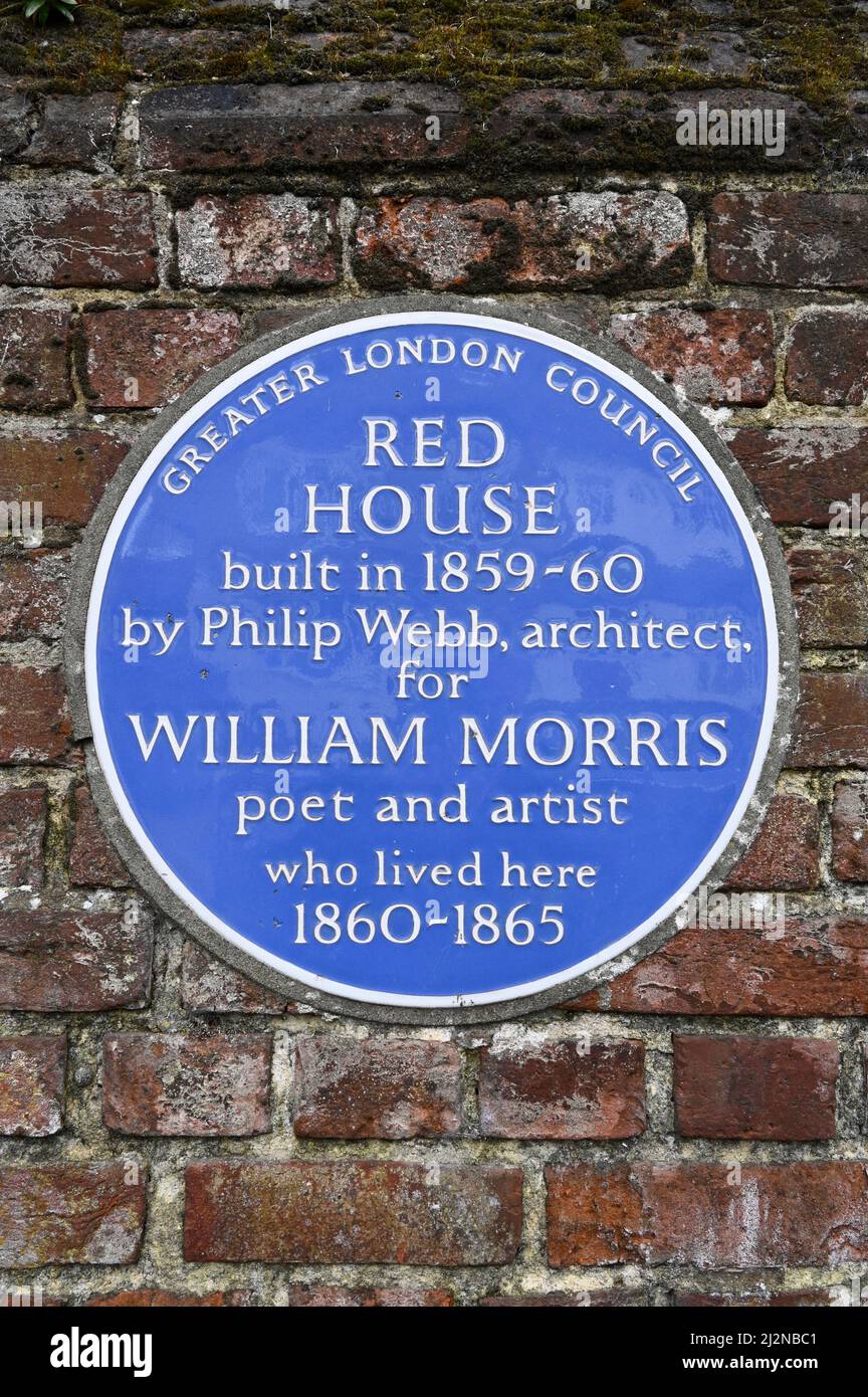 Blue Plaque for The Red House which was built in 1859-60 by Philip Webb ...