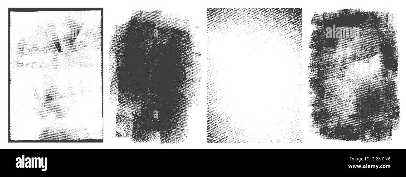 Rectangular retro frames set with different textures of grunge effects ...