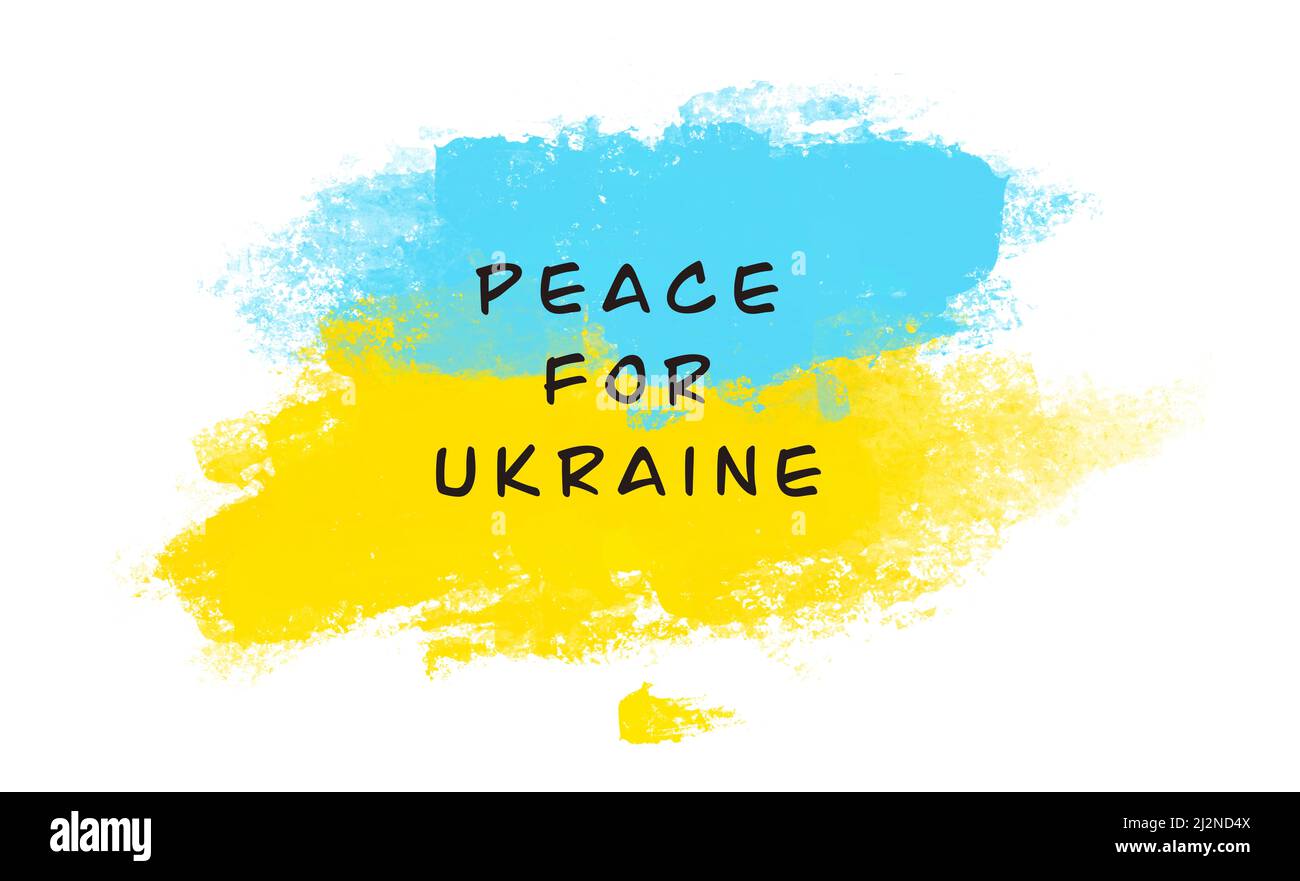 Peace for Ukraine Concept Banner with map. Yellow blue flag wish for ...
