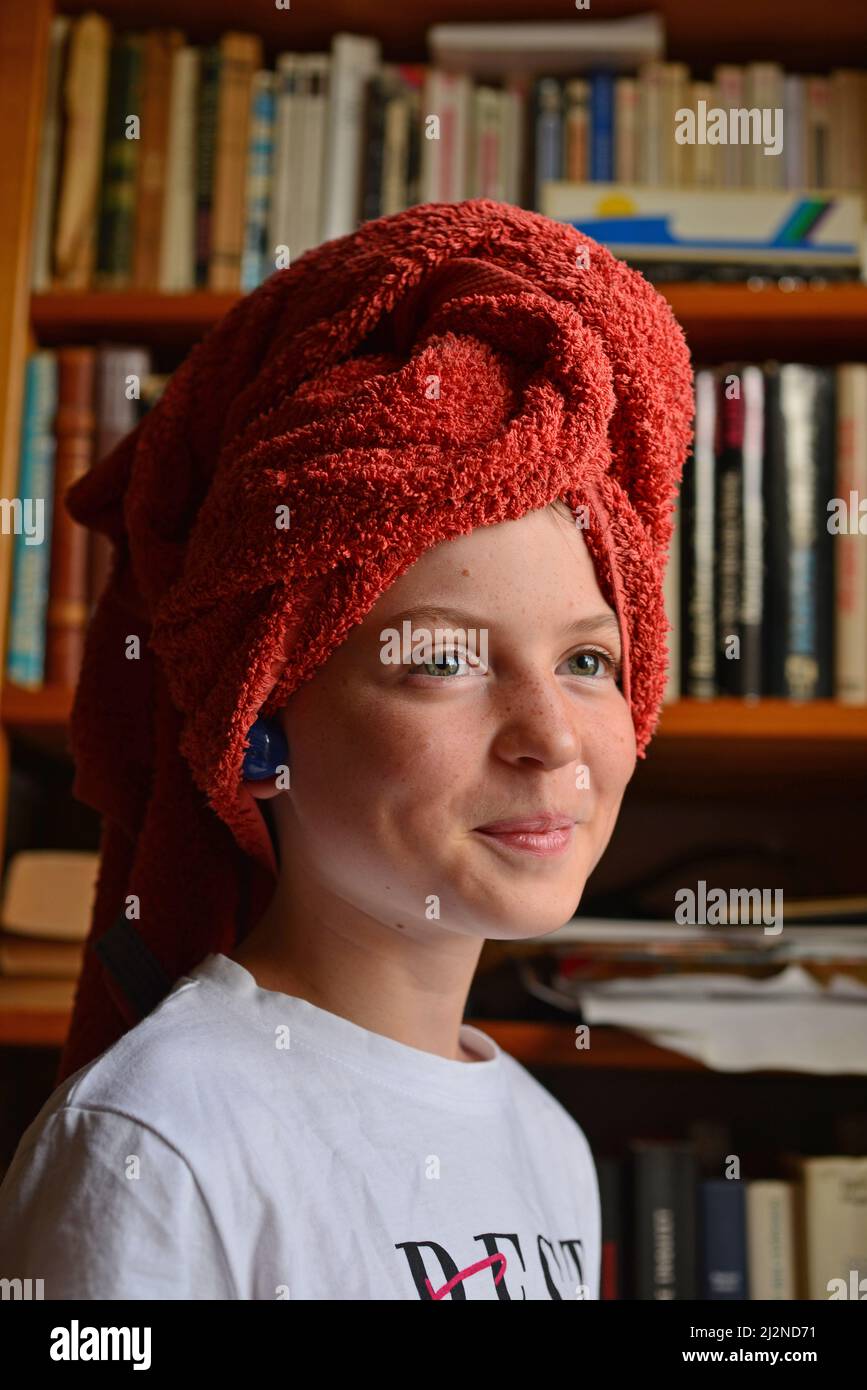 Young girl with a red turban Stock Photo - Alamy