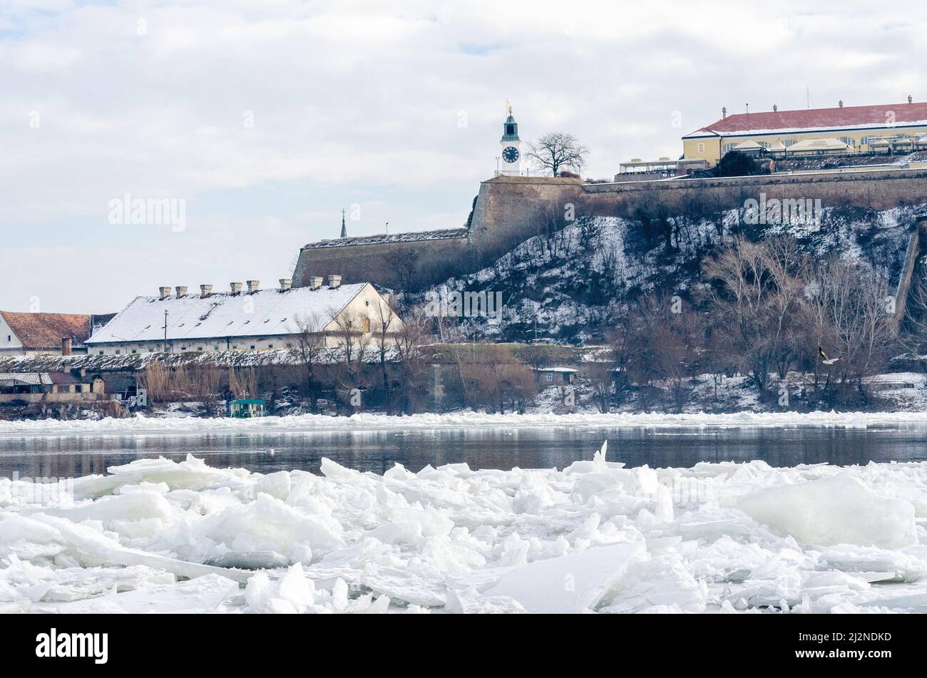 Novi Sad, Serbia - January 31, 2017: Petrovaradin Fortress in the fog ...