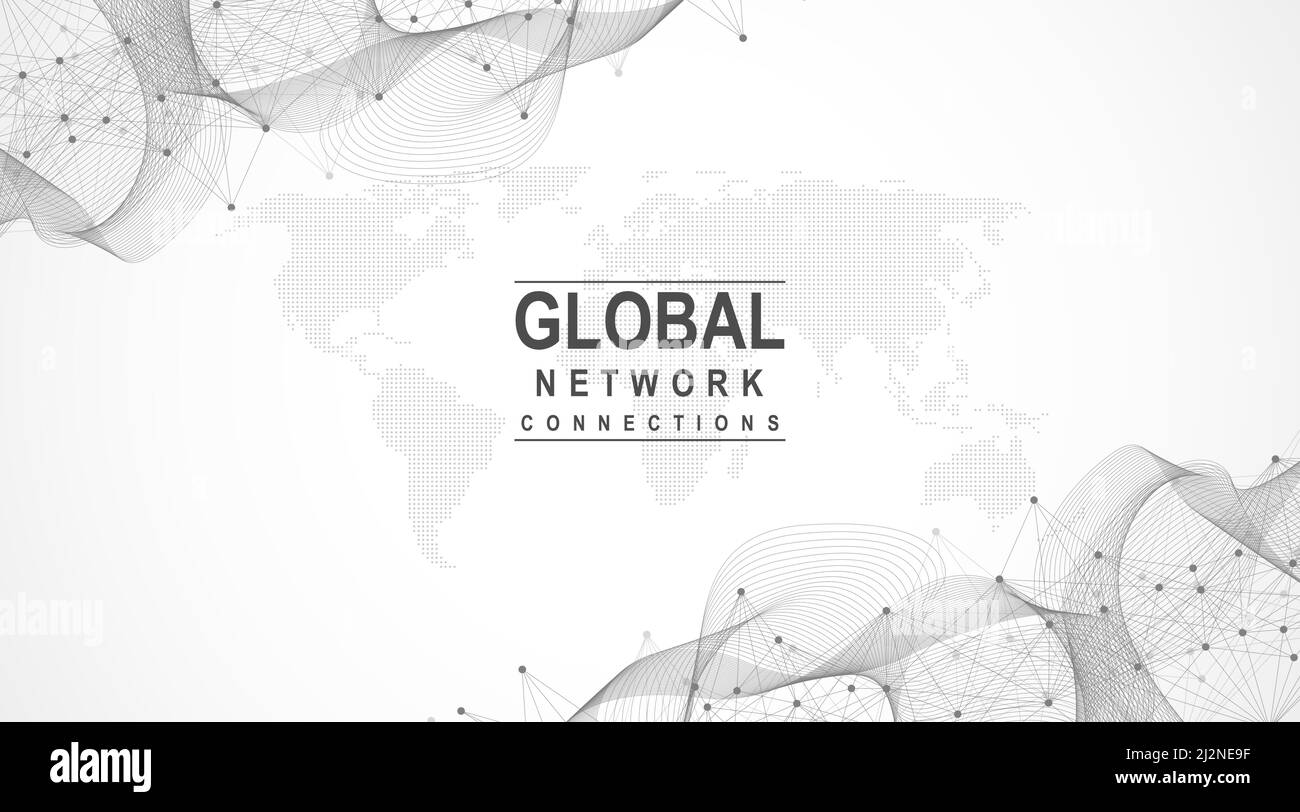 Global network connection concept. Big data visualization. Social ...
