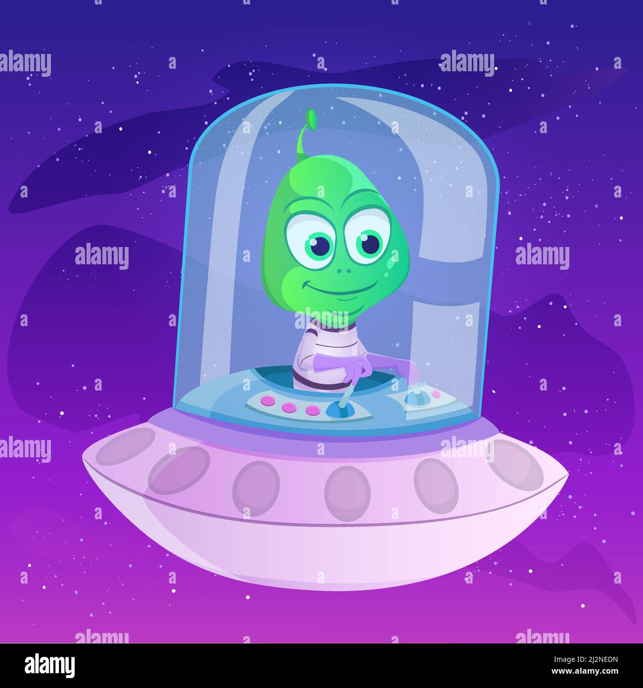 Cute Cartoon Alien Spaceship