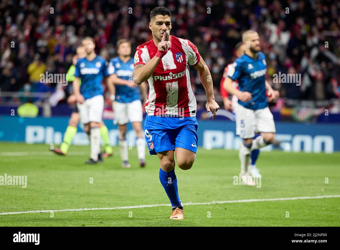 Luis Suarez of Atletico de Madrid celebrates after scoring goal Stock ...