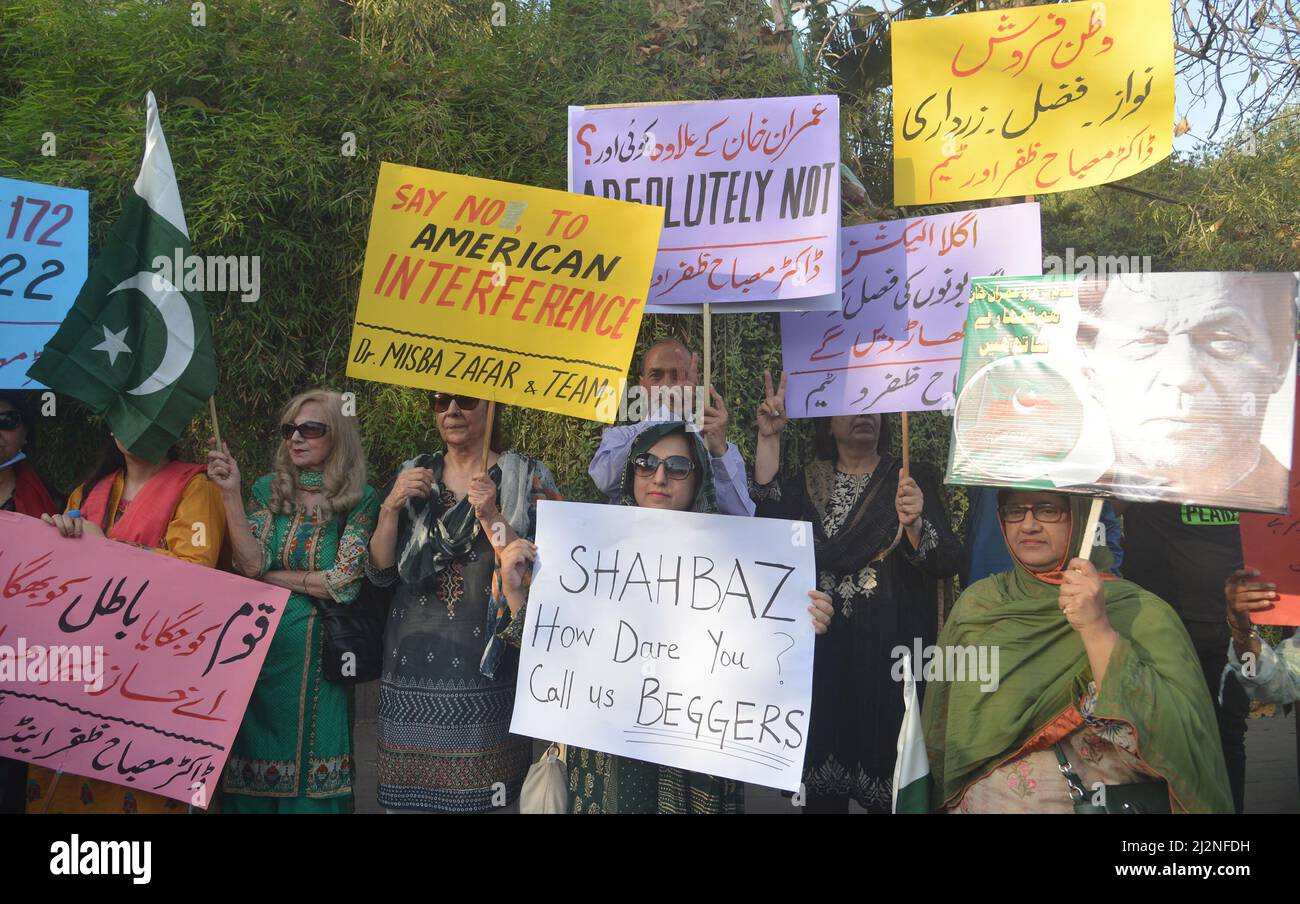 Lahore, Punjab, Pakistan. 2nd Apr, 2022. Supporters of Pakistani ...
