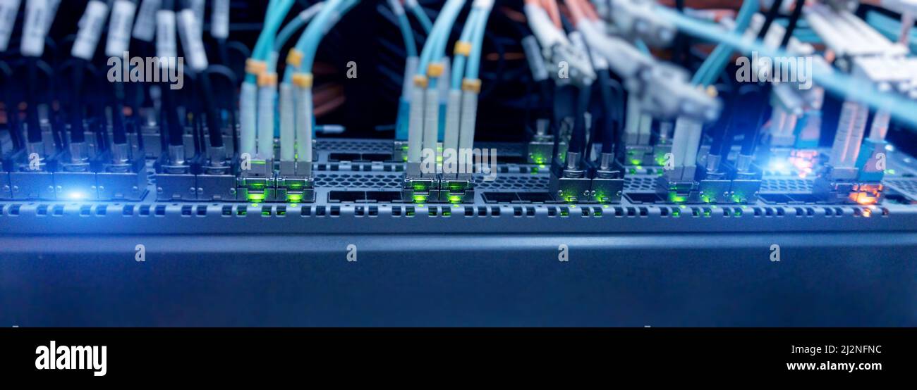 Website Header Banner Fiber optic and hub Stock Photo - Alamy