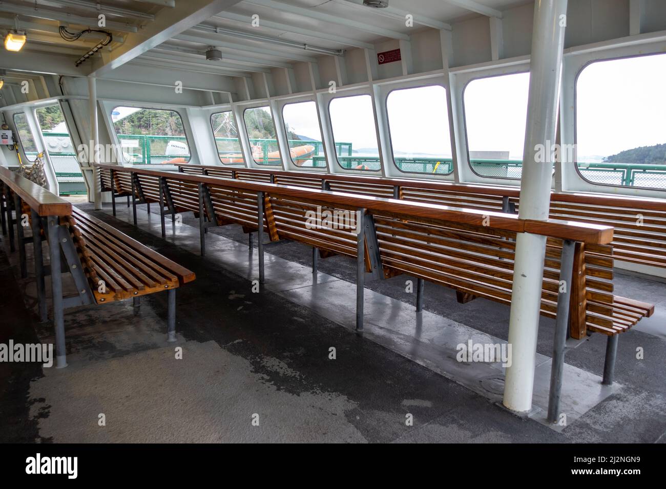 San Juan Island, WA USA - circa November 2021: Angled view of bench ...