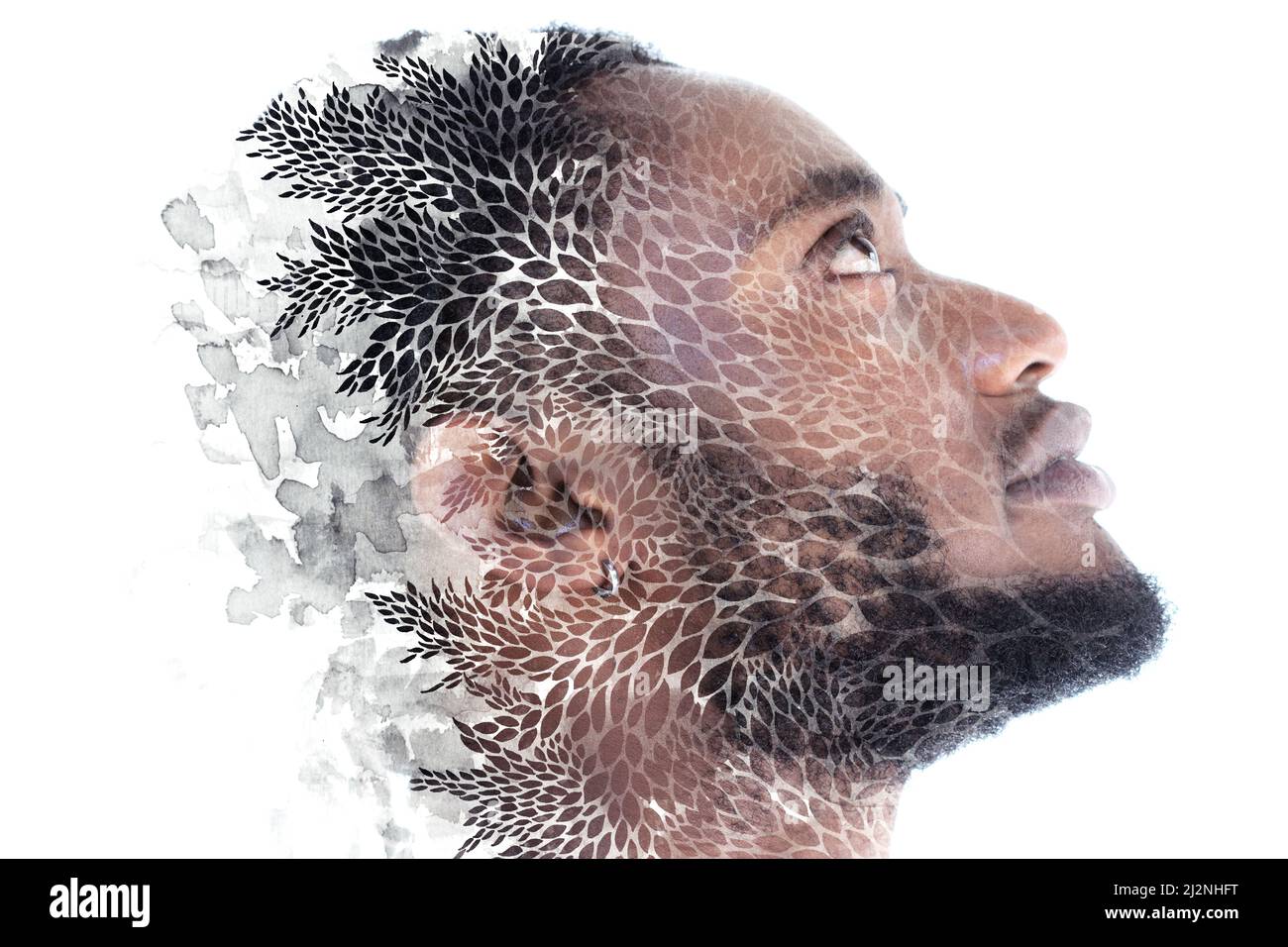 Paintography. A portrait of an African man combined with an abstract ...