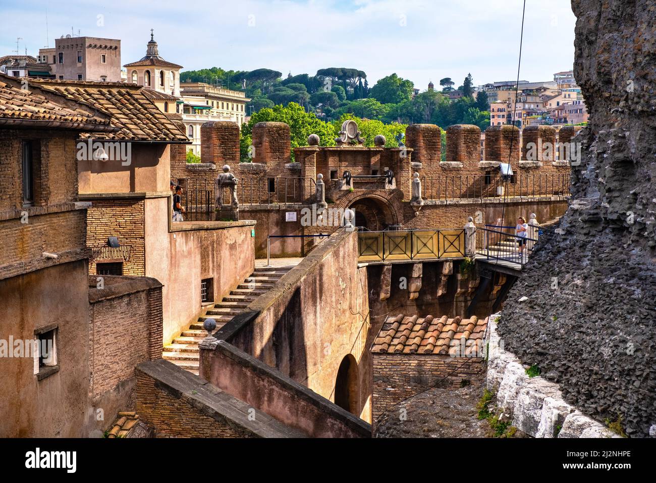 Rome, Italy - May 27, 2018: Flanks and walls of Castel Sant'Angelo ...