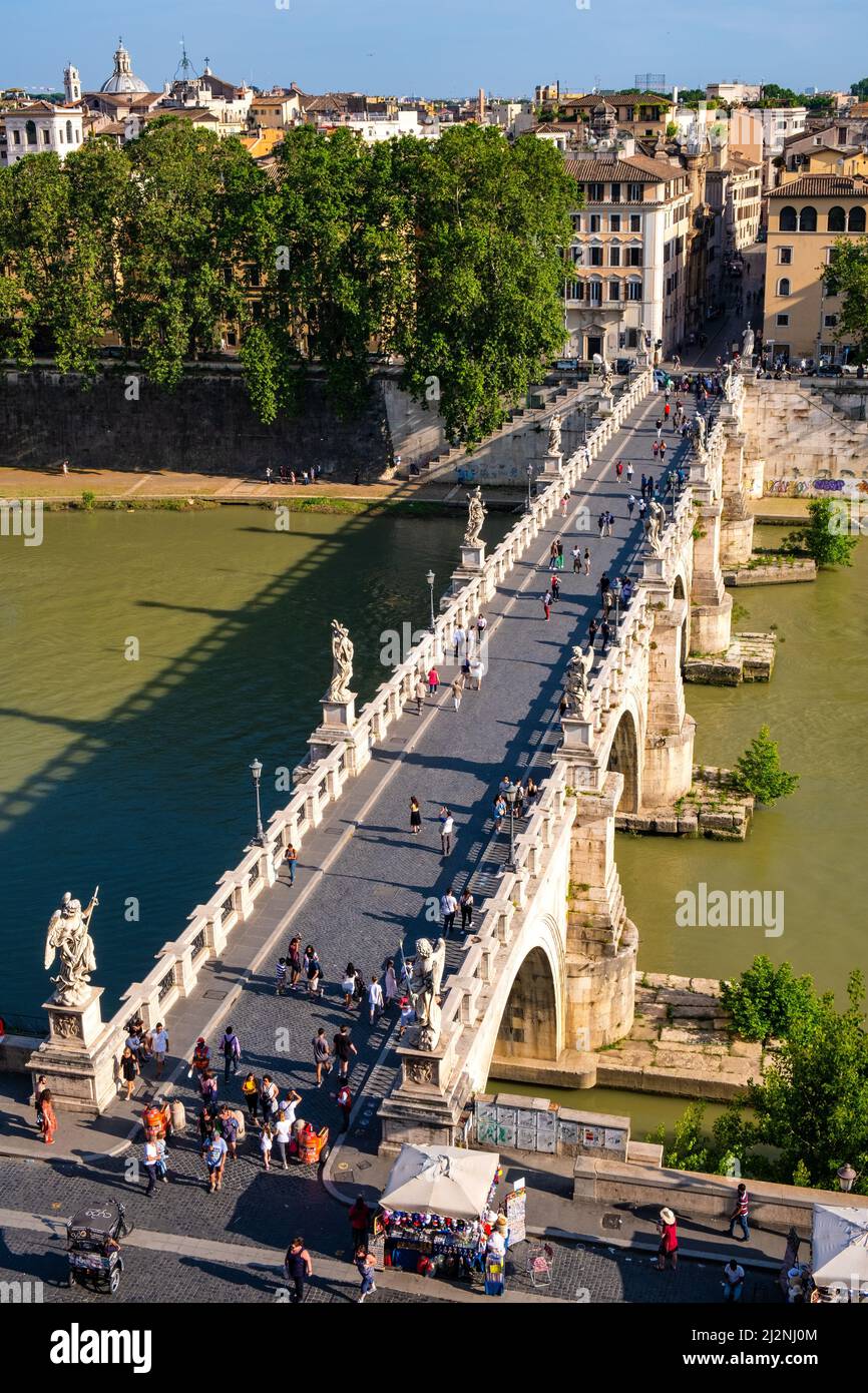 Rome, Italy - May 27, 2018: Ponte Sant'Angelo, Saint Angel Bridge ...