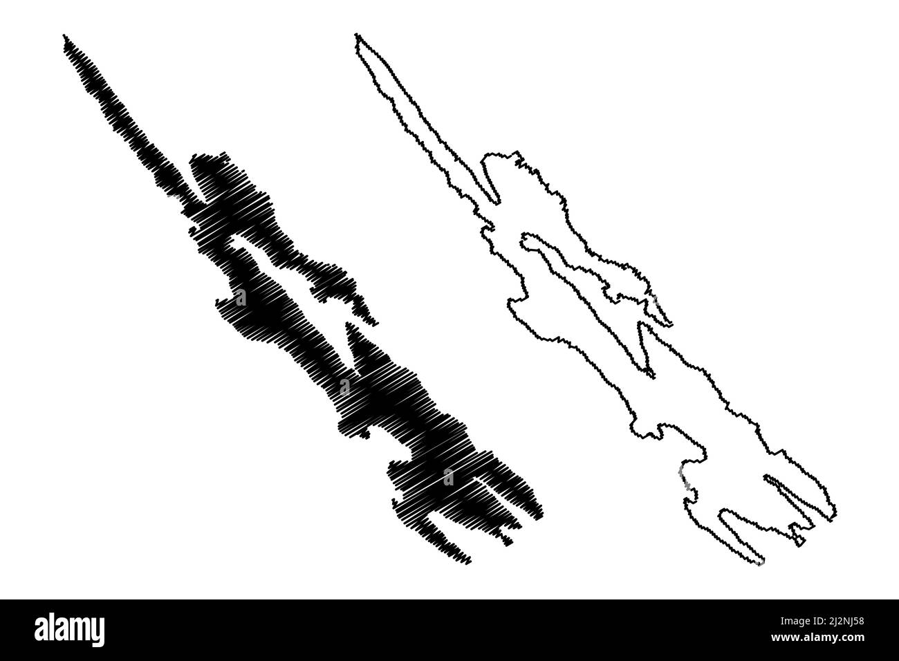 Pag island (Republic of Croatia, Adriatic Sea) map vector illustration ...