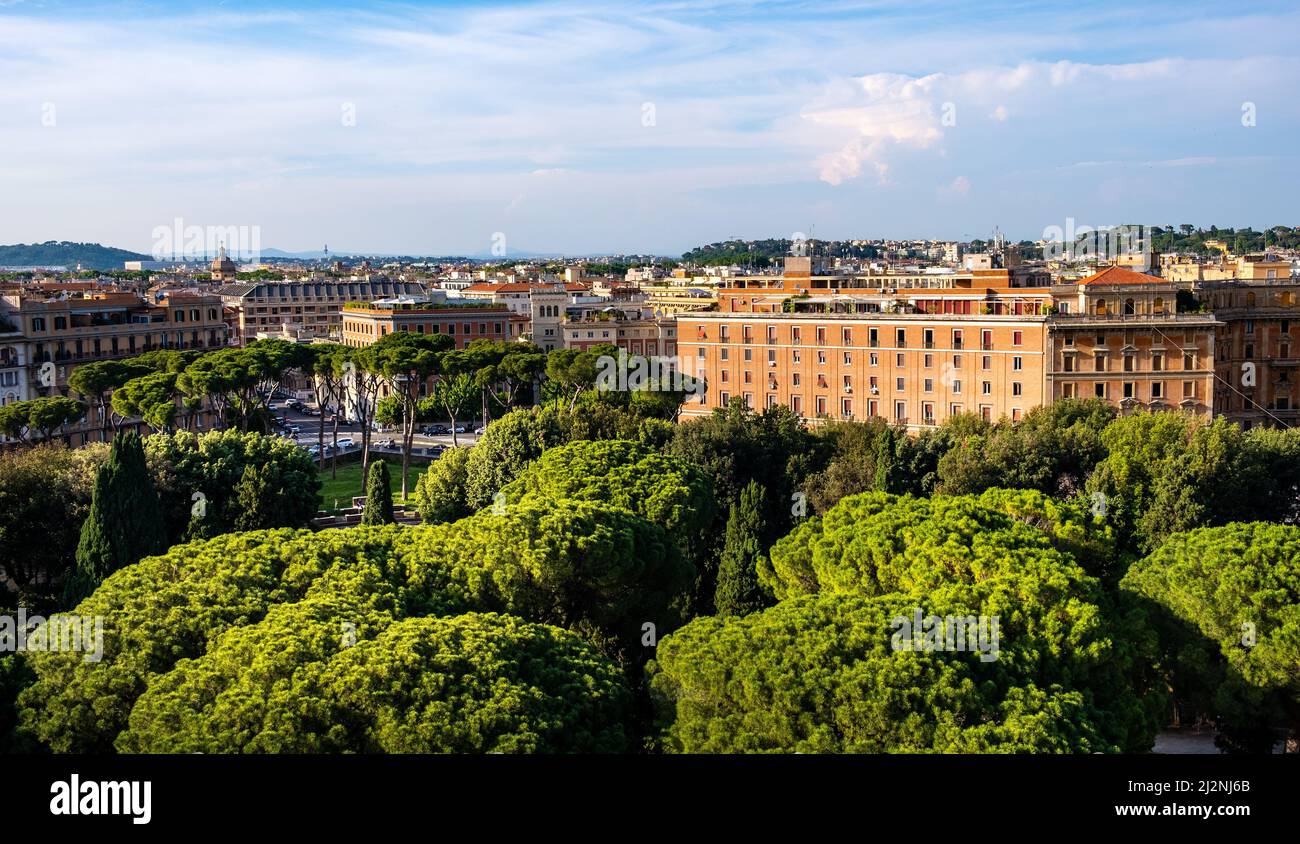 Rome, Italy - May 27, 2018: Panoramic view of historic residential ...
