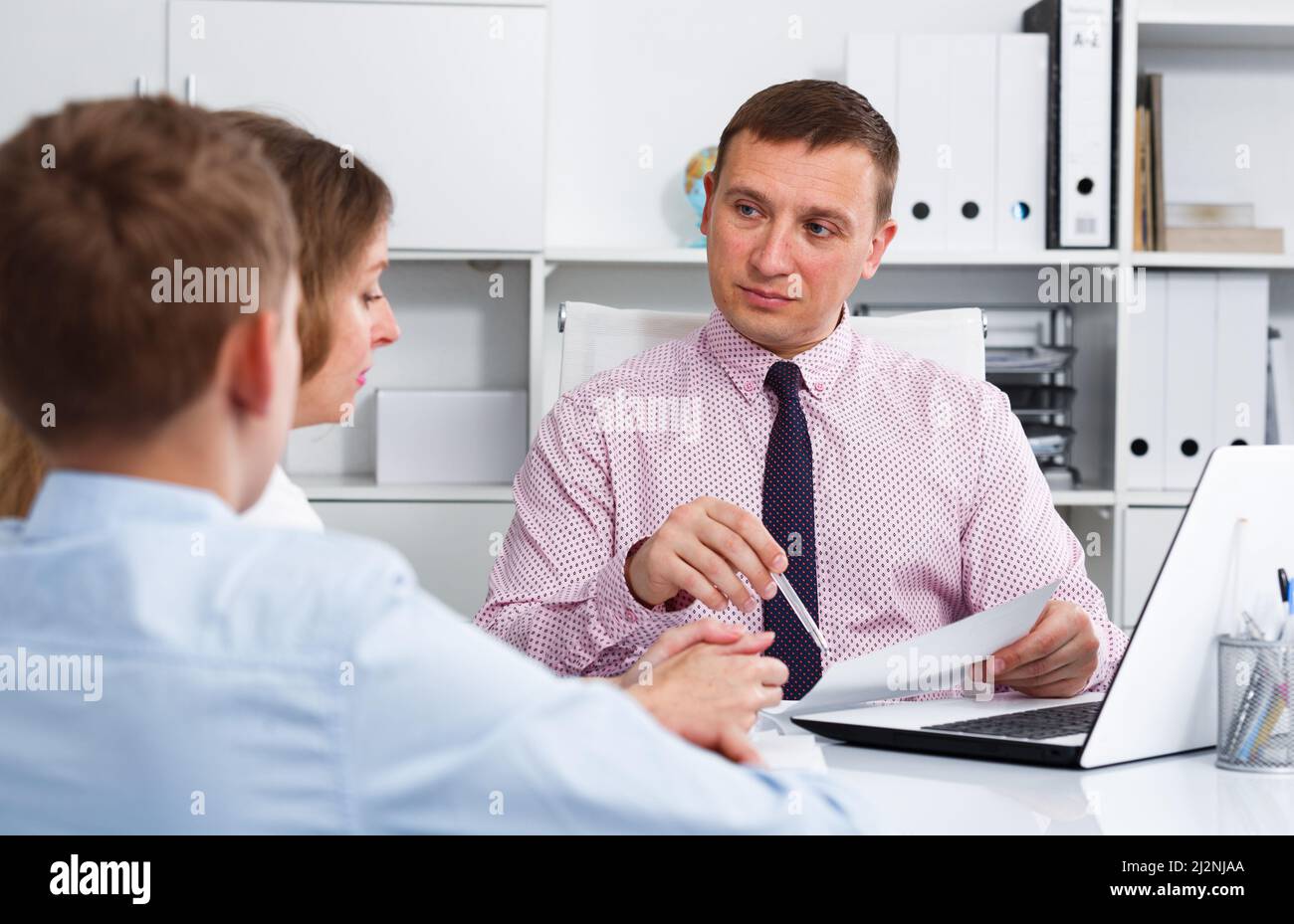 Consultation with school headmaster Stock Photo - Alamy