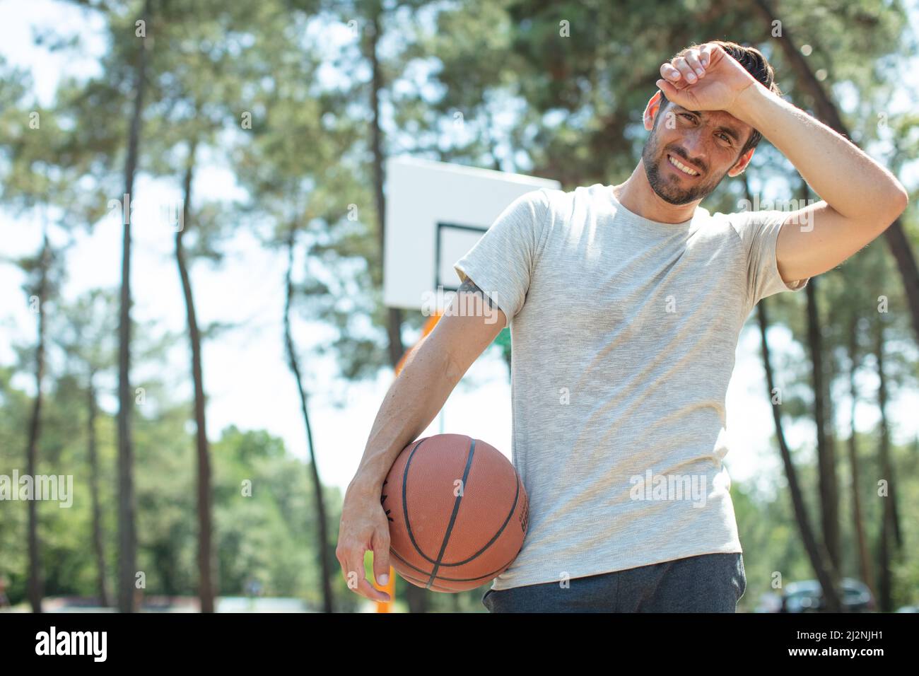 basketball player wipes the sweat from his forehead Stock Photo - Alamy