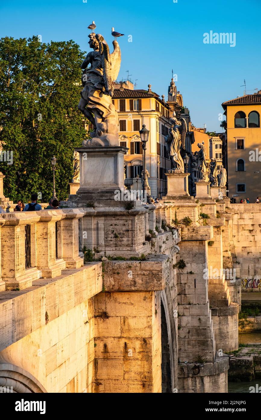 Rome, Italy - May 27, 2018: Ponte Sant'Angelo, Saint Angel Bridge ...